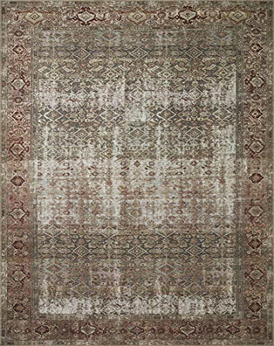 Amber Lewis x Loloi Georgie Collection GER-07 Moss/Salmon 5'-0" x 7'-6" Area Rug