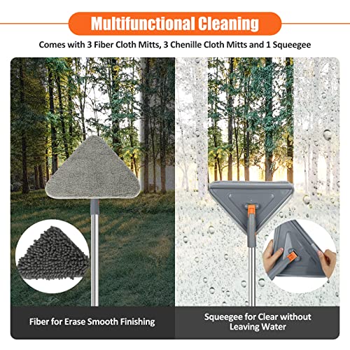 85 Inch Wall Mop Wall Cleaner with Long Handle , 360° Rotating Microfiber Dust Mop, Skirting Cleaning Tool Ceiling Gasket Window Cleaning Kit with 39" to 85" Extension Pole and 6 Replacement Pads