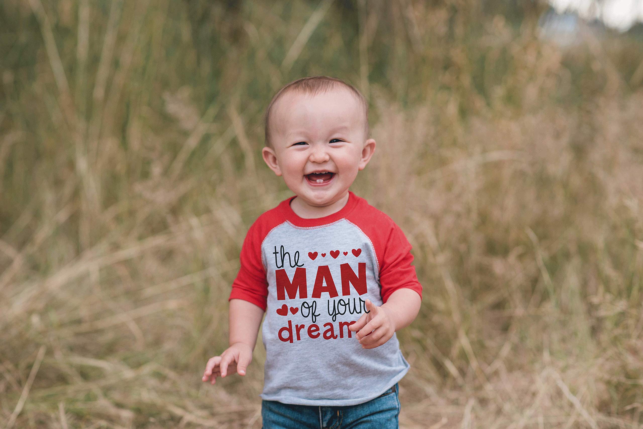 7 ate 9 Apparel Boy's Valentine's Day Toddler Vintage Baseball Shirt T-Shirt 2T Red and Grey