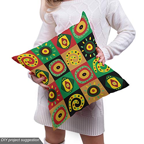 Ambesonne African Fabric by The Yard, Abstract Design with Trippy Shapes Culture Hieroglyph Print, Decorative Fabric for Upholstery and Home Accents, 1 Yard, Red Green