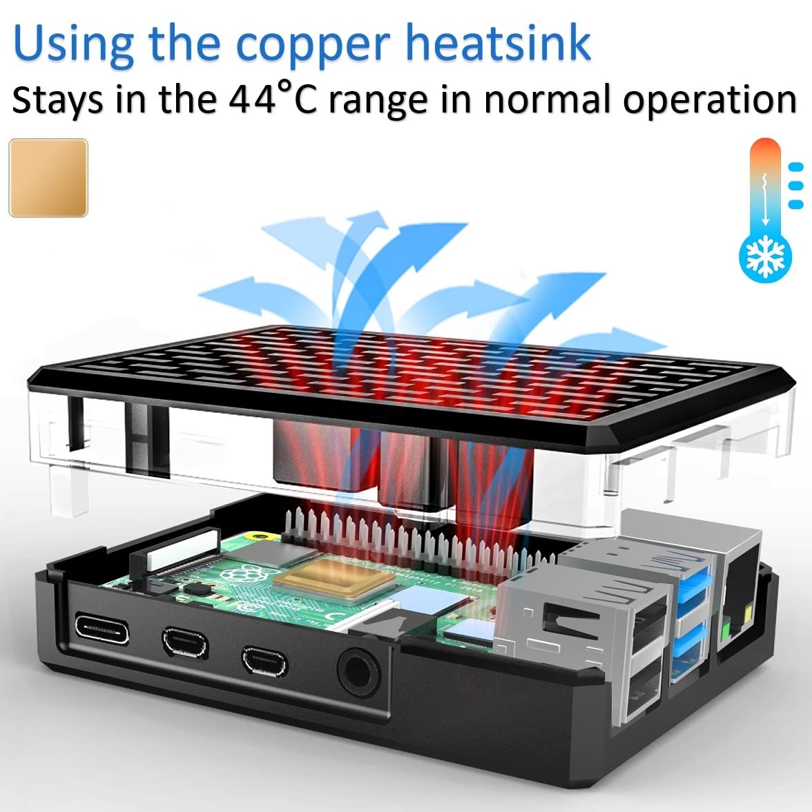 Raspberry Pi 4 Case, Miuzei Aluminiun Raspberry Pi Case Passive Cooling with Heatsink Cooler for Pi 4 Model B 8GB/4GB/2GB