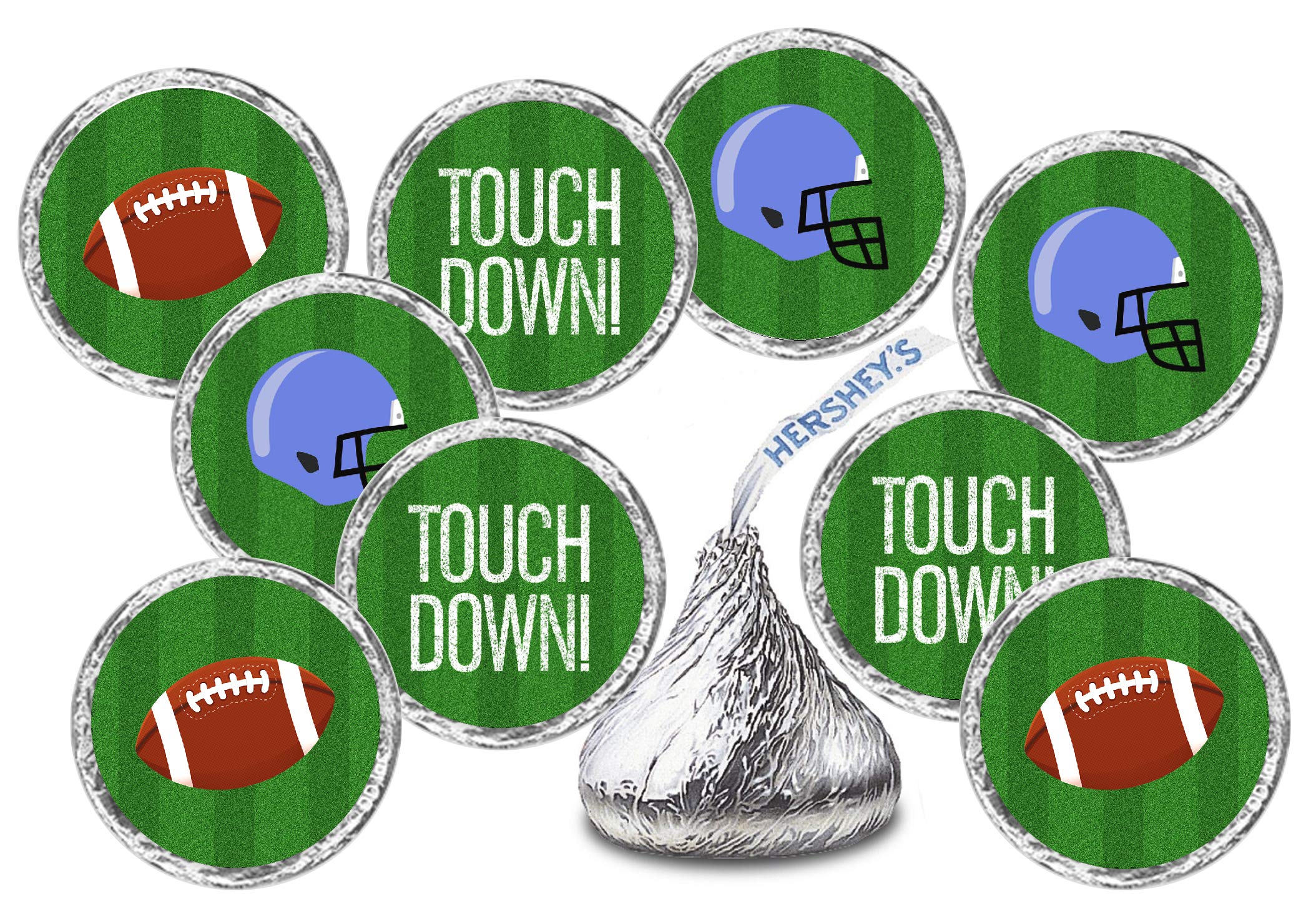216 Sports Football Kisses Stickers, Kisses Stickers for Birthday Party, Baby Shower, Wedding, Graduation, or Any Family Event Decorations, Candy Not Included.