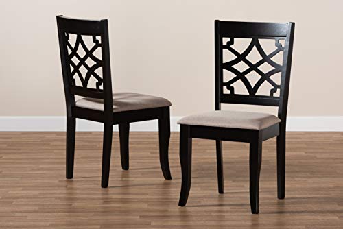 Baxton Studio Mael Dining Chair and Dining Chair Sand Fabric Upholstered and Espresso Brown Finished Wood 2-Piece Dining Chair Set
