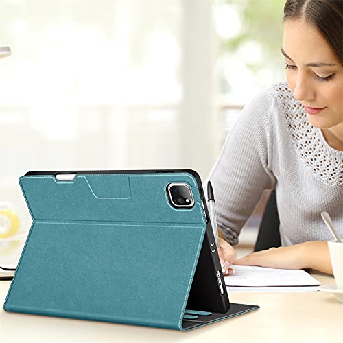 BuKoor iPad Pro 11 inch Case 2022 4th/3rd/2nd/1st Generation Case (2021/2020/2018) with Pencil Holder, Auto Sleep/Wake Function Smart PU Leather with Pocket Shockproof Magnetic Clasp Cover (Green)
