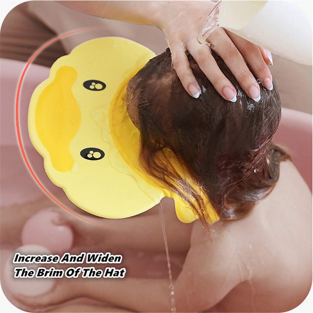chislim Baby Shower Shampoo Cap,Adjustable Safety Bath Visor Waterproof Hair Washing Bathing Hat with Ear Protection for Toddler, Baby, Kids (Yellow)