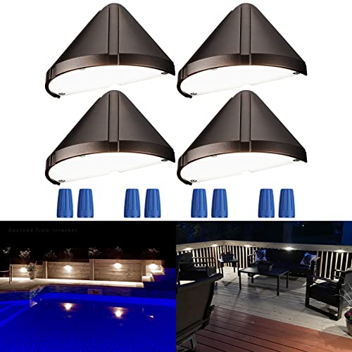 LEONLITE 5W LED Deck Lights Low Voltage, 12V Stair Railing Light, Outdoor Landscape Step Fence Light, UL Listed Cable, Aluminum, 4000K Cool White, IP65, Oil Rubbed Bronze, Pack of 4