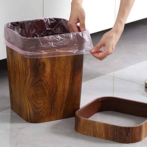 Garneck Trash Container Vintage Trash Trash Can Wood Small Square Wastebasket Garbage Container Bin Trash Can Pail for Bathroom Kitchen Home Office Square Garbage Container Kitchen Garbage Cans