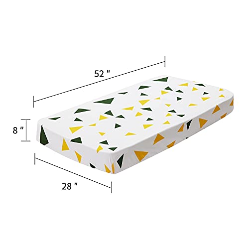 DuoMiaoMiao Baby Crib Sheets, Soft Fitted Sheets for Standard Crib, Breathable Microfiber Playard Mattress Sheet for Toddler Mattresses, 28 x 52 Inches Crib Sheet, White Triangle