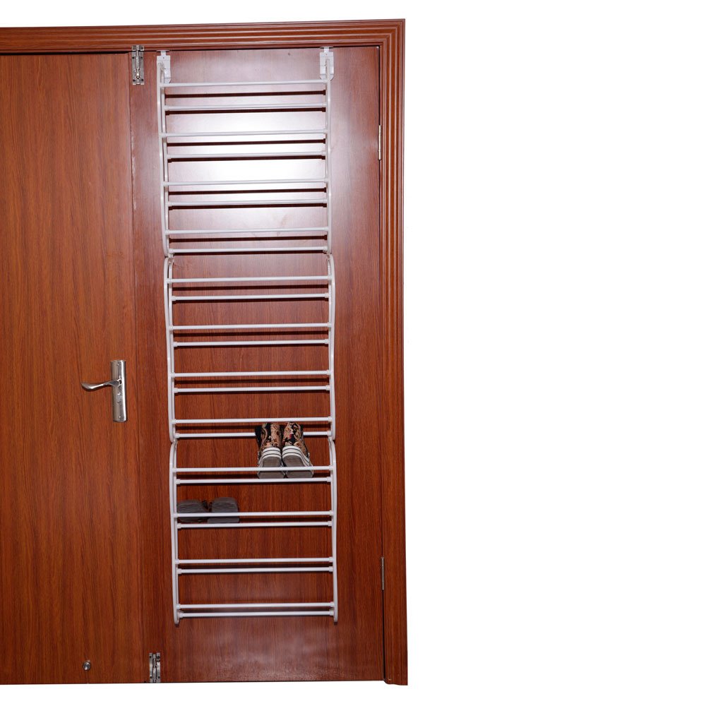 12 Layers Wall-mounted Shoe Rack Door Over Hanging Organizer White