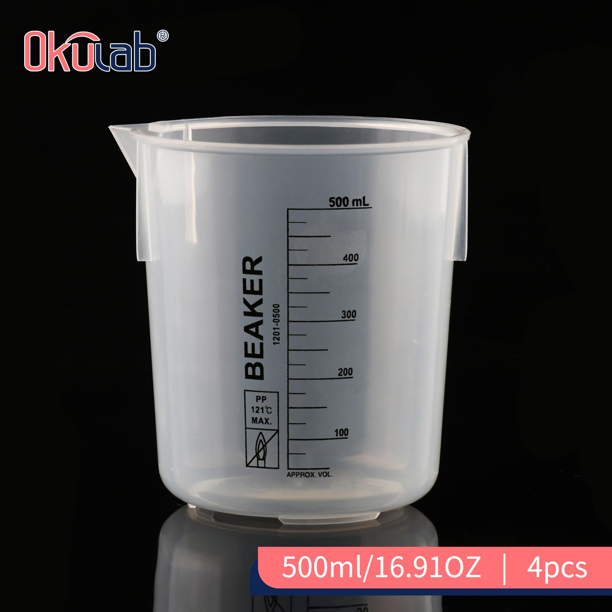 3 Pcs Plastic Beaker Set, 3pcs of 1000ml(33.8oz) Black Graduated Beakers, Lab Beakers Plastic Measuring Cup with Dump Spout and Stacked Side Ribs, Suitable for Mixing and Measuring, BKLP1000A3