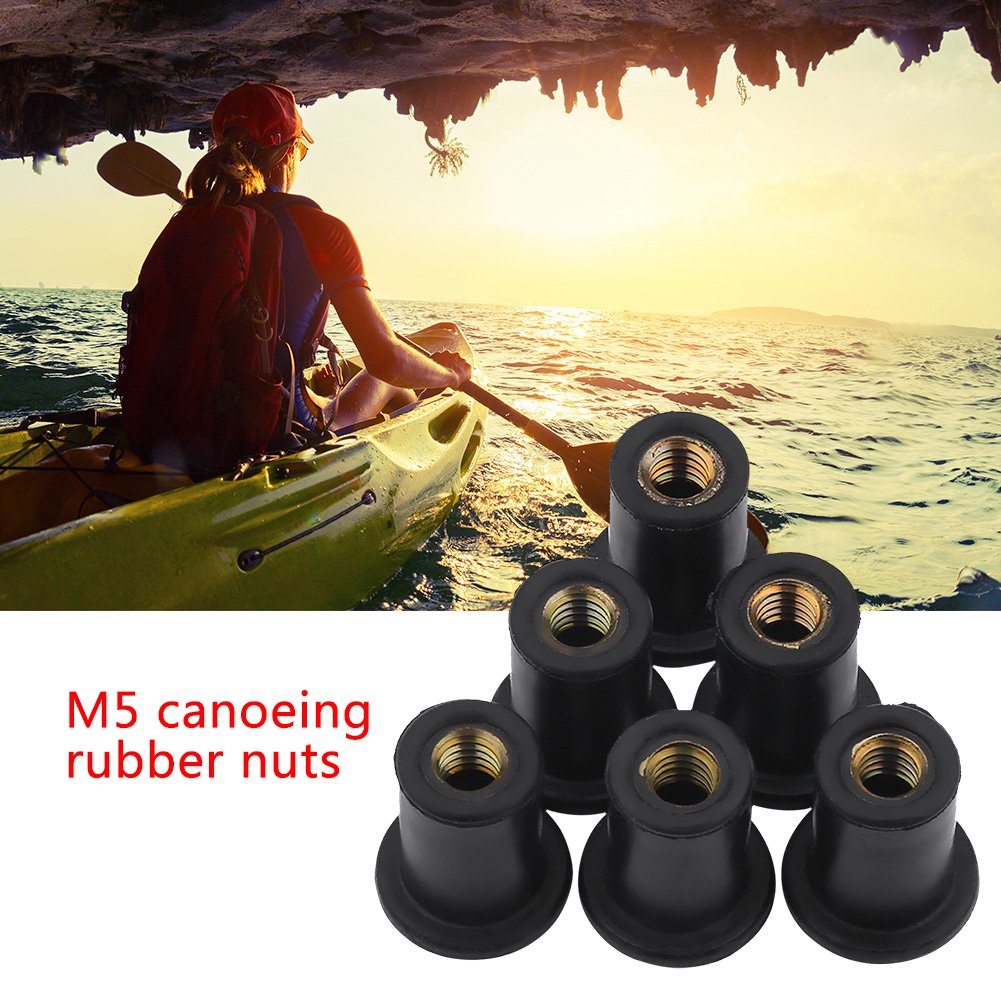 12pc Durable Metric Rubber Well Nuts Windshield Bolts for Motorcycles Kayak Canoe Boats (Diameter 5 mm,Fit for M5 Bolts)