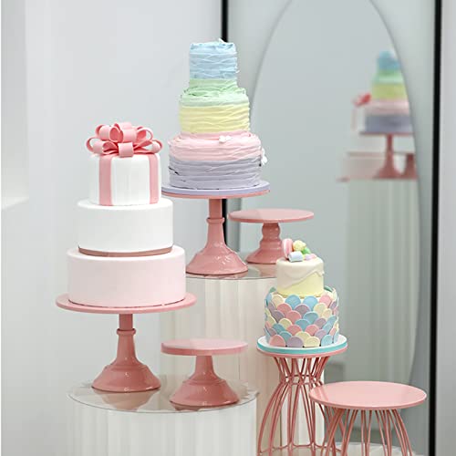 3-Set Round Cake Stand Metal Dessert Cupcake Candy Display for Weddings, Birthday Party, Baby Shower, Anniversary(Pink)