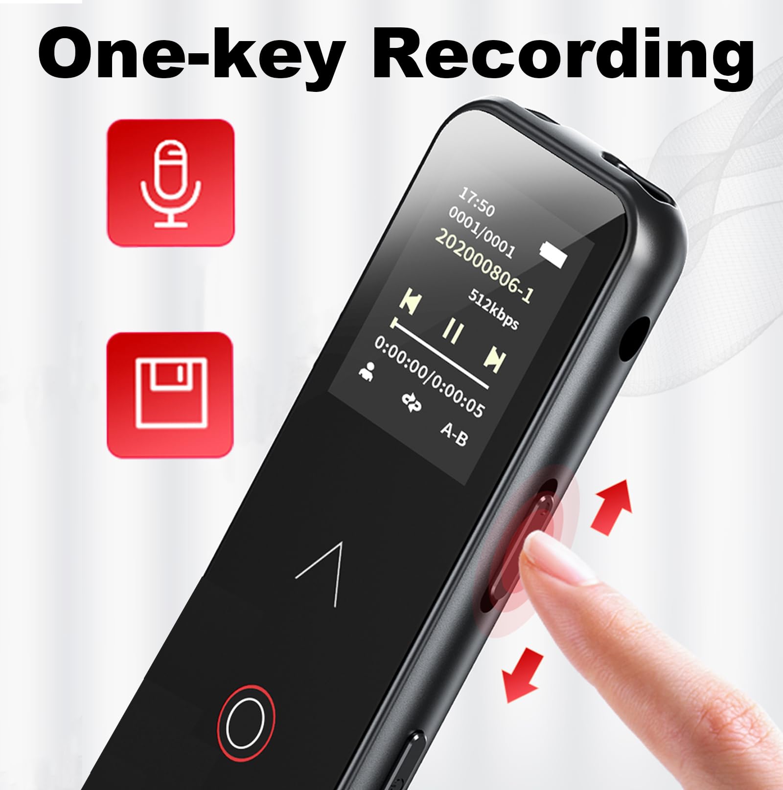128GB Digital Voice Recorder with Playback, Small Voice Activated Recording Device for Lectures & Meetings, Bluetooth Noise Cancelling Audio Recorder Device, 18hrs Live Monitor with Earphones