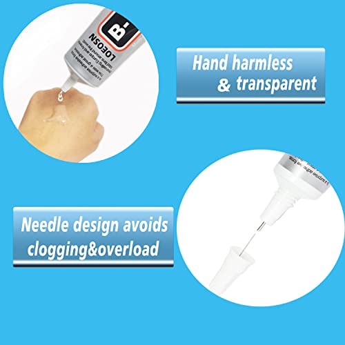 B-7000 Super Adhesive Glue, Industrial Strength B7000 Glues Paste for Rhinestones Crafts, Clothes Shoes, Fabric, Jewelry Making, Cell Phones, Tablet, Wood, Rubber, Leather Textile (2x50 ml/2.1 oz)