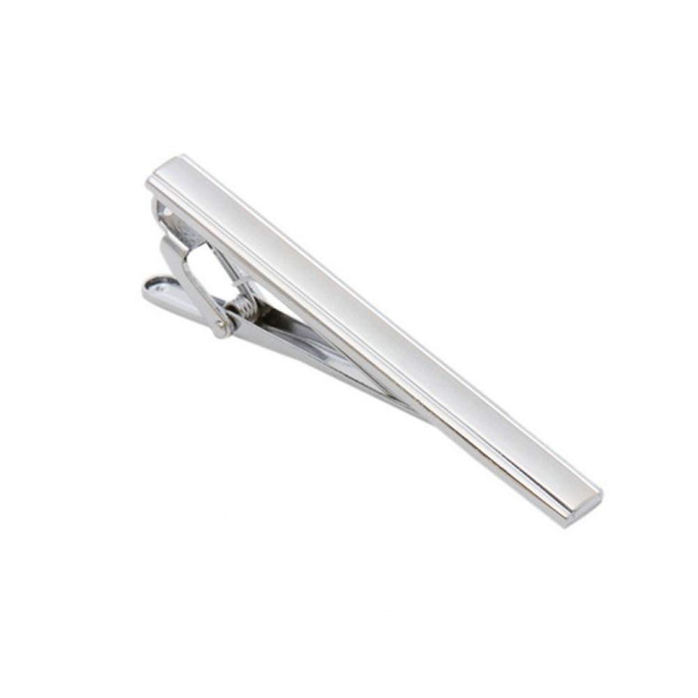 1PCS 2.4Inch Electroplate Copper Simple Men Tie Clips Necktie Bar Pins Clasp for Wedding Anniversary Business and Daily Life (Silver)