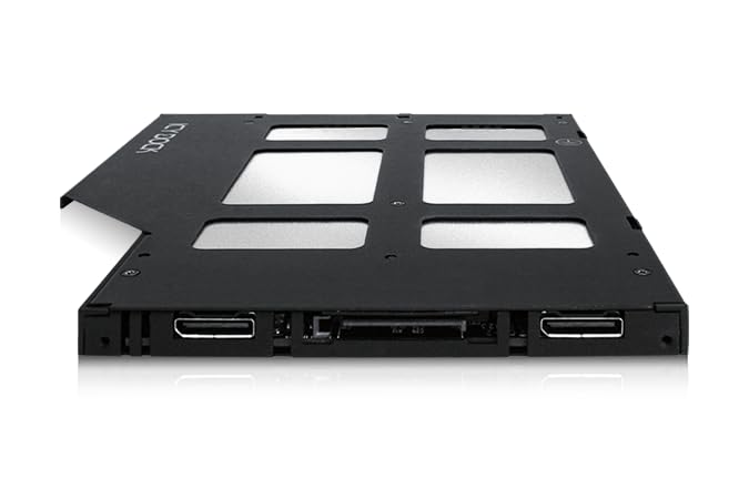 Icy Dock ToughArmor MB852M2PO-B Caddy Rack Mobile, 2X SSD NVMe M.2 Drive Adapter for Odd Ultra Slim (9.5mm) CD/DVD Drive Bay with OCuLink SFF-9402 Connector