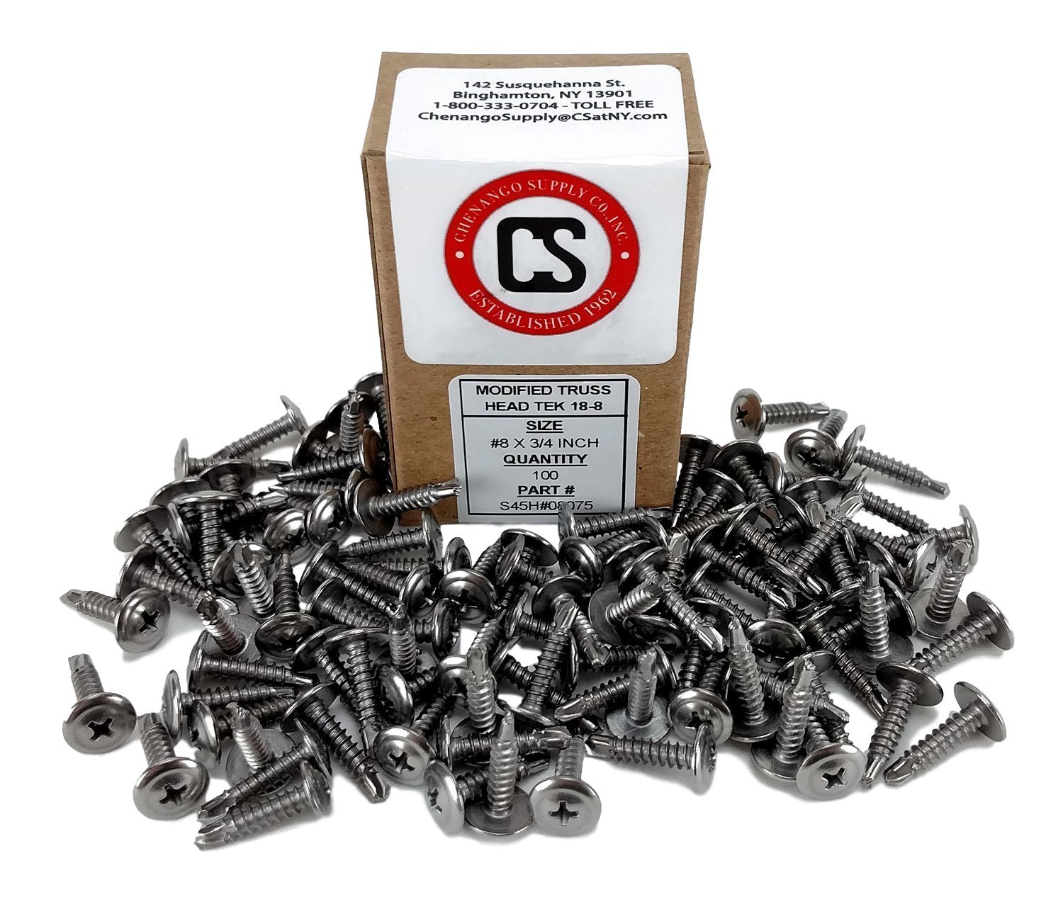 410 Stainless #8 x 3/4" Wafer Head Philips Self Drilling Sheet Metal Tek Screws, (1/2" to 1-5/8" Length in Listing), 100 Pieces, Modified Truss Head Self Driller (#8 x 3/4 inch)
