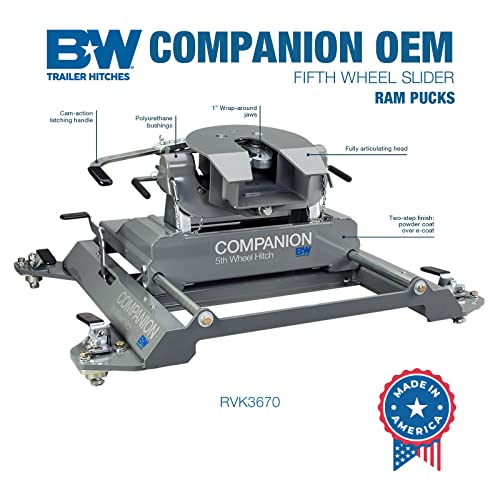 B&W Trailer Hitches Companion OEM Slider Fifth Wheel Hitch - Compatible with Ram OEM Puck System - RVK3670