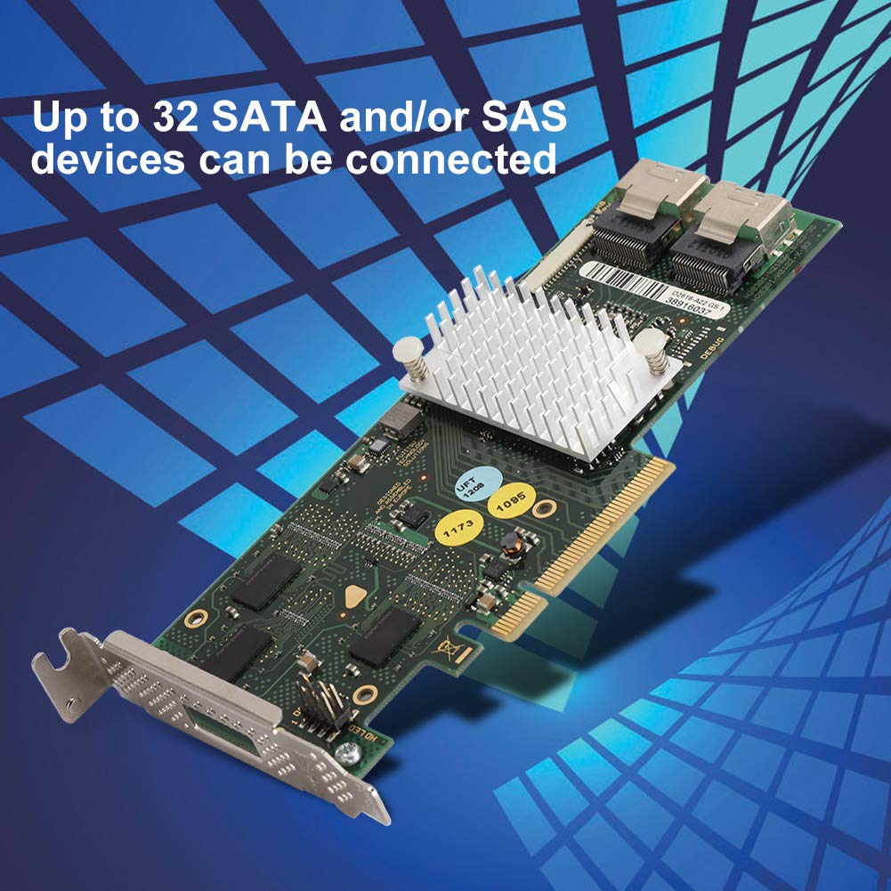 ASHATA SAS Controller 8-Port SATA+SAS Ports SAS2108 SATA/SAS Raid 6Gbs 512M Cache Controller Low Baffle,Support to 32 for SAS SATA Endpoint Devices