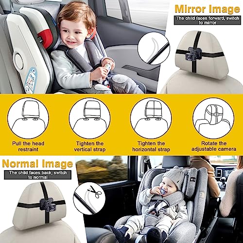Baby Car Camera Rear Facing: HD 1080P Car Baby Monitor with Camera Wide View 360° Rotation Adjustable Backseat Camera Crystal Night Vision 3 Mins Easy to Install