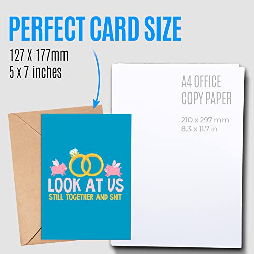 Funny anniversary card for him or her with envelope | Original anniversary present for wife, husband, girlfriend, boyfriend. | Joke card for Valentine's Day for men or women