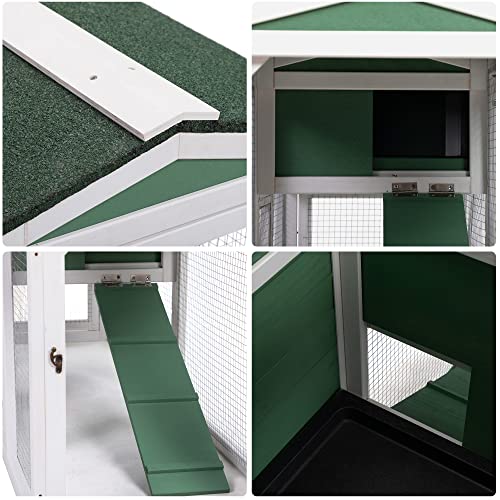 2-Tier Wood Rabbit Hutch Guinea Pig Coop Bunny Cage Chicken Coop for Small Animals with Weatherproof Wooden Bunny Run Cage w/Ample Activity Areas