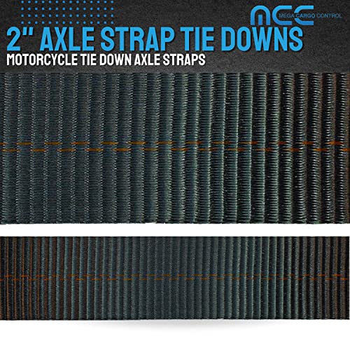 Mega Cargo Control 2 Pack Off-Road Axle Straps - 2" x 48" Black Motorcycle Tie Down Straps | Car Auto Hauler Tow Truck 4x4 ATV UTV - Assembled in USA