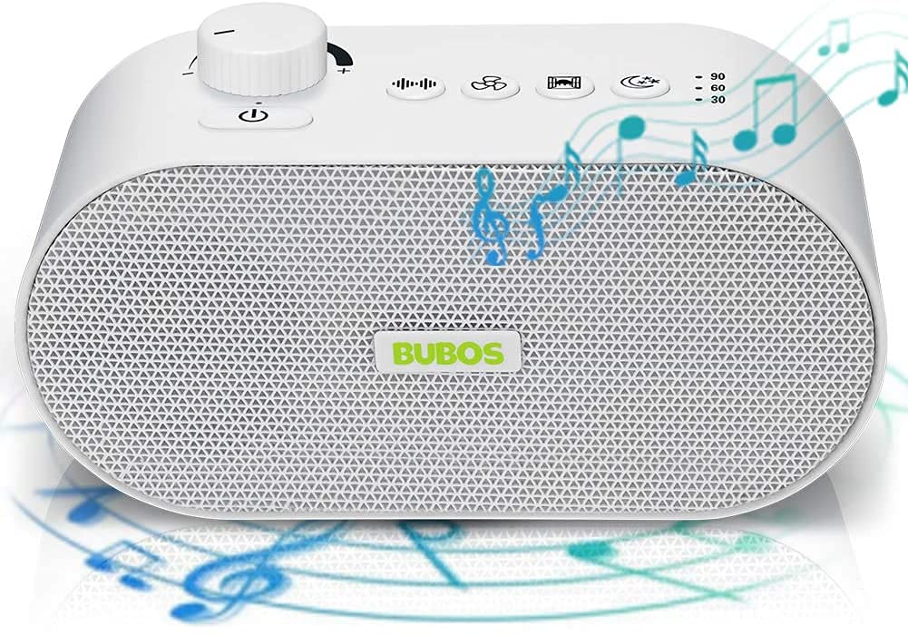 Bubos White Noise Machine, Sound Machine for Sleeping & Relaxing, 26 Non-Looping HiFi Smooth Sounds, 3 Auto-Off Timer, Portable, Sleep Therapy for Home, Office, Baby, Kid,Pets, USB or AC Powered