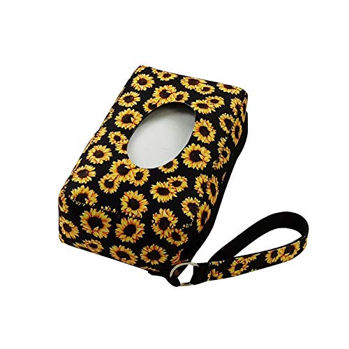 Sunflower Neoprene Wet Tissue Dispenser Case Infant Reusable Stroller Pram Wet Wipes Storage Box Convenient Tissue Case Paper Towel Holder for Travel
