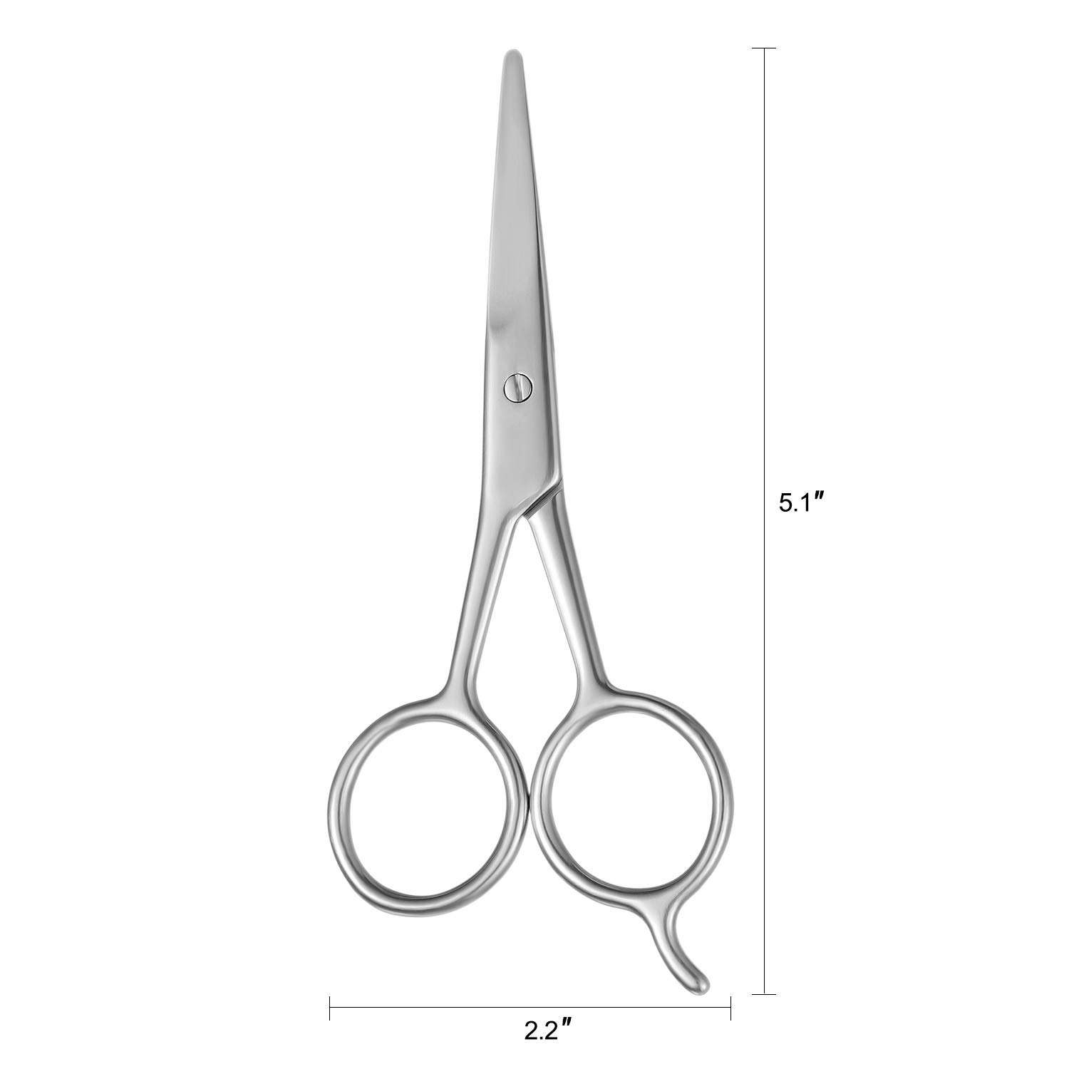HAWATOUR Beard Scissors, Stainless Steel Scissors for Trimming, Cutting Beard, Mustache, Eyebrow, Nose Hair, Silver