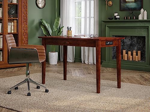 AFI, AH12114, Shaker Desk with Drawer and Charging Station, Walnut
