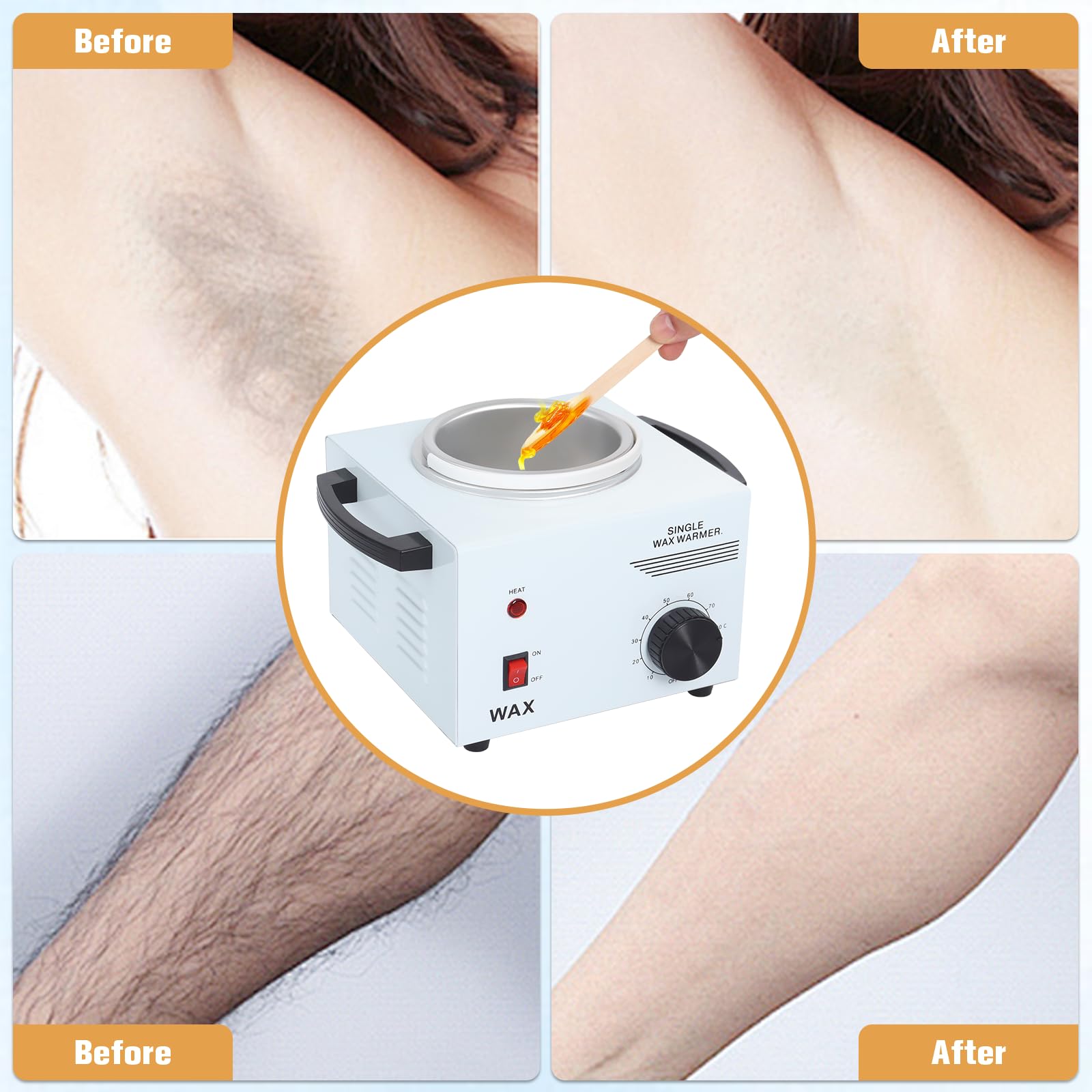 Podoy Wax Warmer for Hair Removal, Professional Single Wax Warmer Pot Melter, Adjustable Temperature, Compact and Portable, SPA Salon Equipment, 14 Ounce
