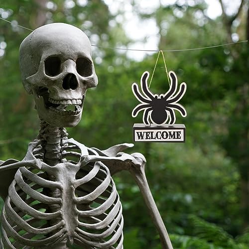ABOOFAN Halloween Wood Table Decor Black Bat Spider Wooden Cutouts Figurine Wood Welcome Sign Haunted House Party Table Decor