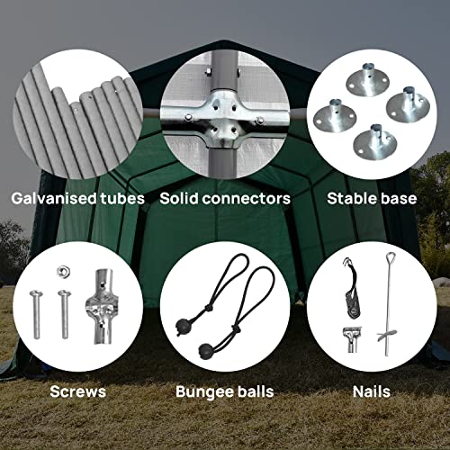 walnest Auto Storage Shelter Car Garage Steel Heavy Duty Carport Canopy Metal Frame Tent Waterproof (10×10×8ft, Green)