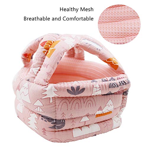 Baby Infant Toddler Helmet No Bumps Safety Head Cushion Bumper Bonnet, Adjustable Protective Cap Child Safety Headguard Hat for Running Walking Crawling (Pink Forest)