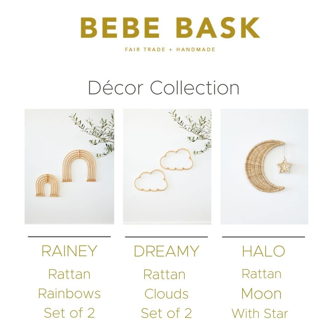 BEBE BASK Rattan Rainbow Nursery Decor Set of 2 - Handmade - Rainbow Decor for Girls Room - Wall Decorations