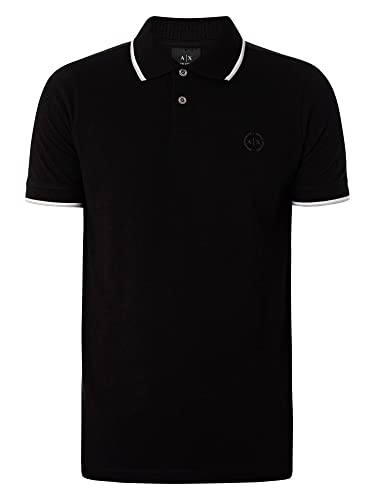 A|X ARMANI EXCHANGE mens Short Sleeve Jersey Knit Polo Shirt, Black, Small US