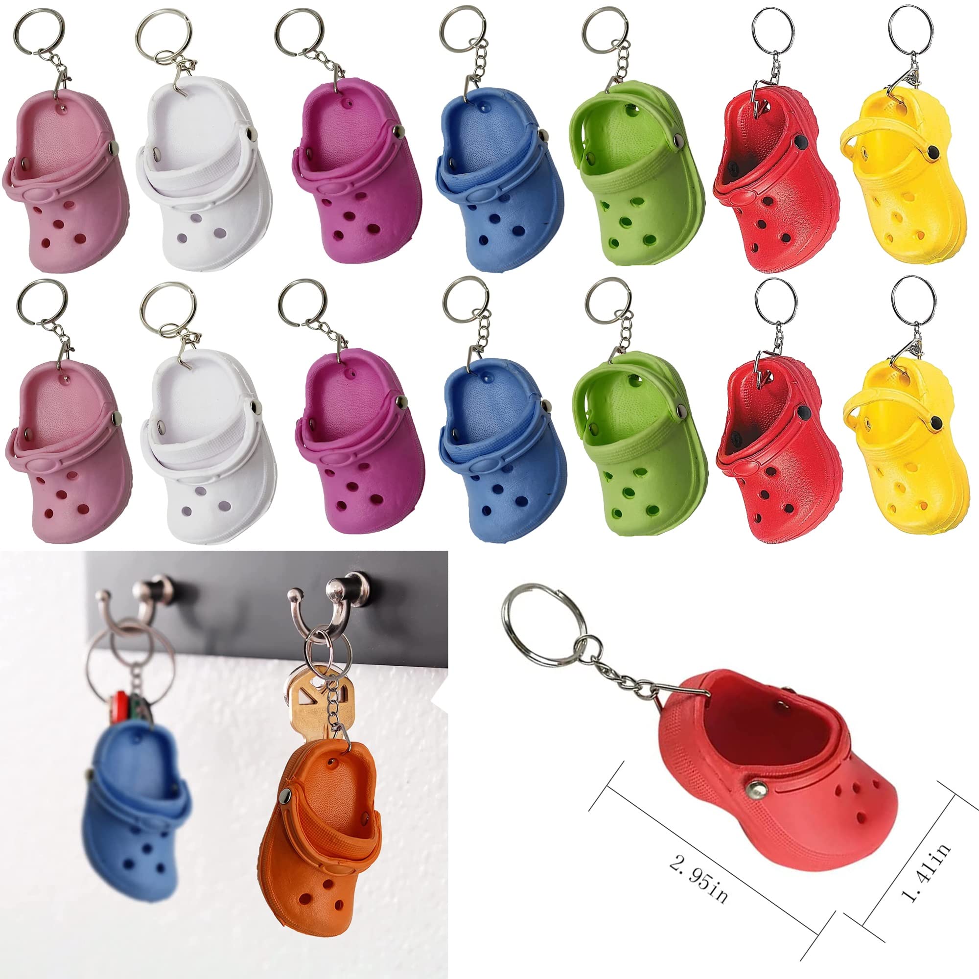 14pcs Cute Charms Shoe Keychain, Mini Croc Keychain Shoe Decor Pendant Small Charms DIY Crafting Keychains, Reusable, Easy To Clean