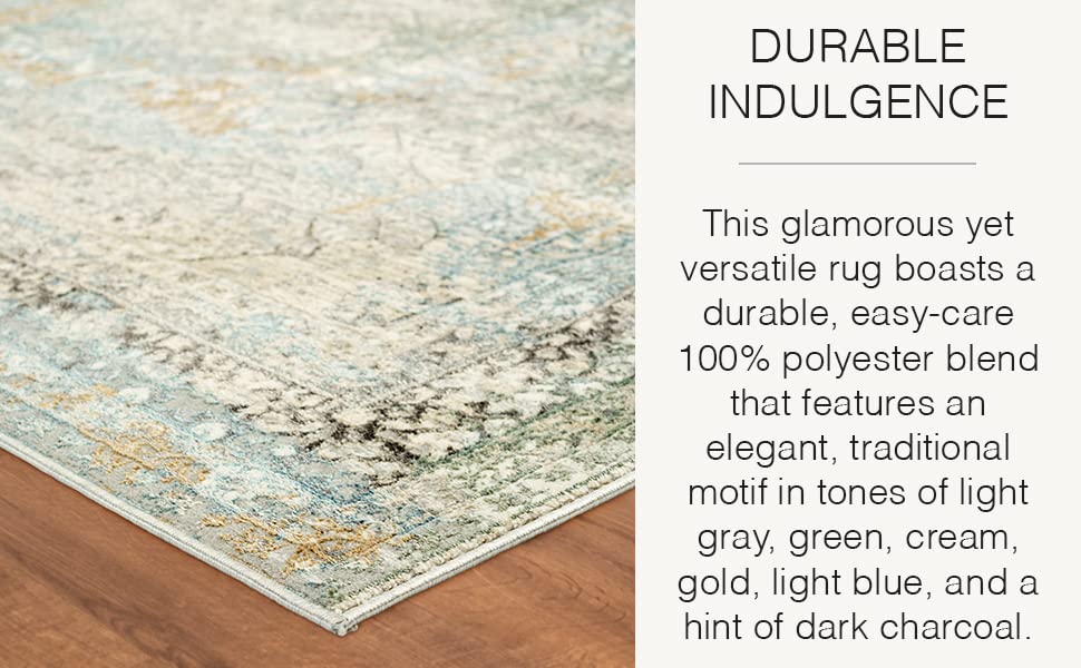 Jaipur Living Vibe Thayer 7'10"X10' Area Rug, Updated Traditional Green for Indoor Spaces