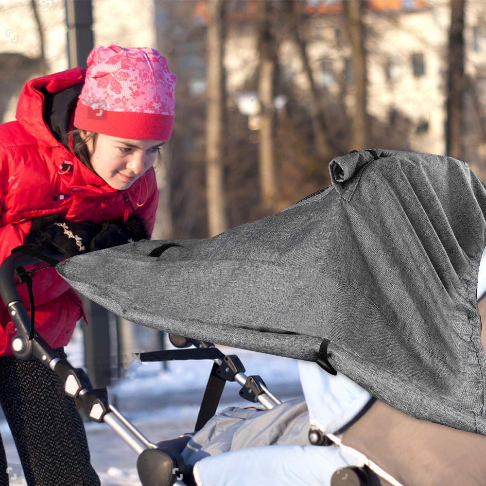 BYLaconic Stroller Sun Shade for Baby (Gray/with 2Pcs Hooks), Waterproof Sun Protection Stroller Shade Cover Anti-UV 50+ with Viewing Window for High Landscape Stroller
