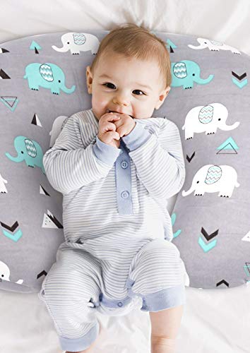 BROLEX Stretchy Nursing Pillow Covers 2 Pack Nursing Pillow Slipcovers for Breastfeeding Moms,Ultra Soft Snug Fits On Infant Nursing Pillow,Elephant & Whale