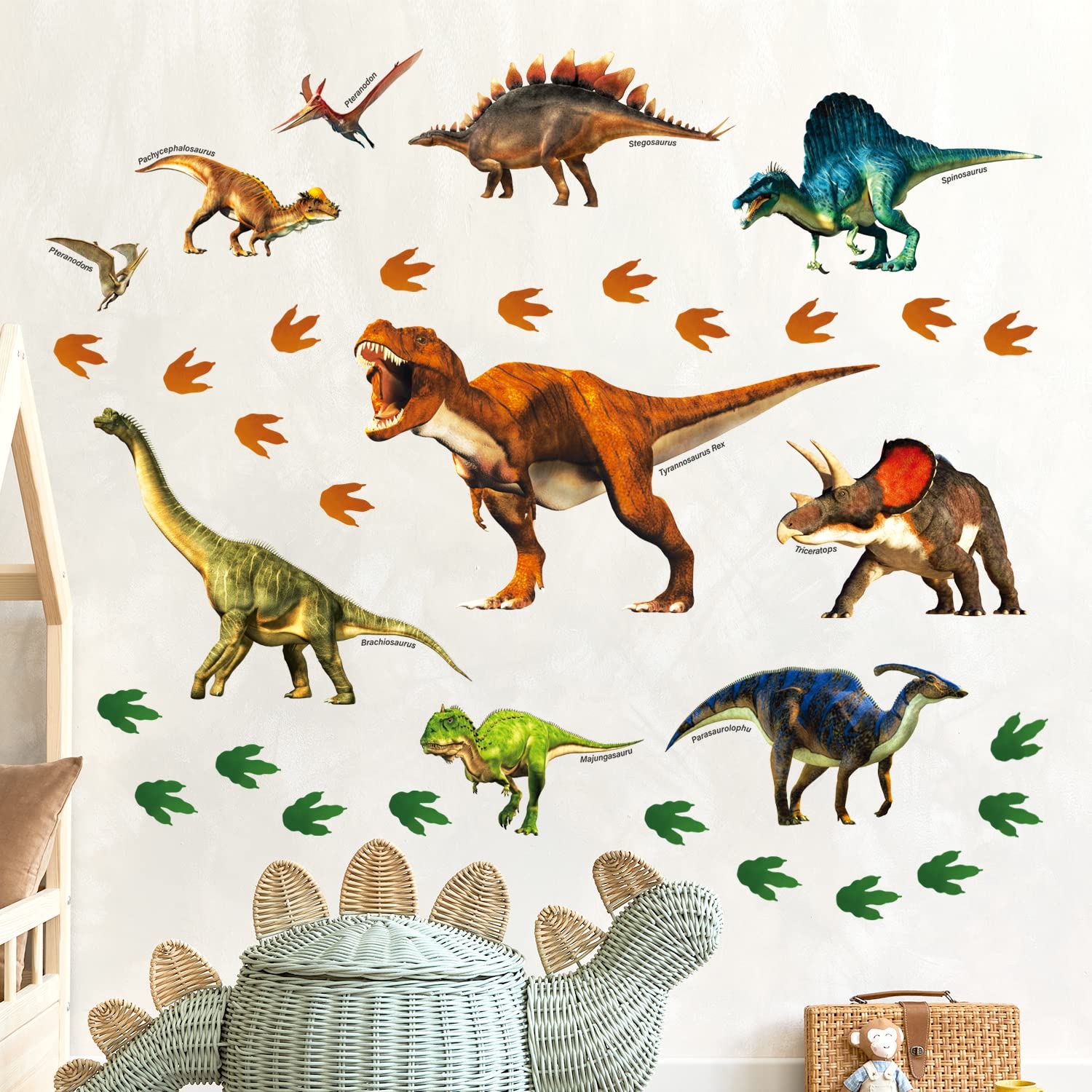 DECOWALL DS8-2012 Dinosaur Wall Stickers Wall Decals Peel and Stick Removable Wall Stickers for Kids Nursery Bedroom Living Room d?cor