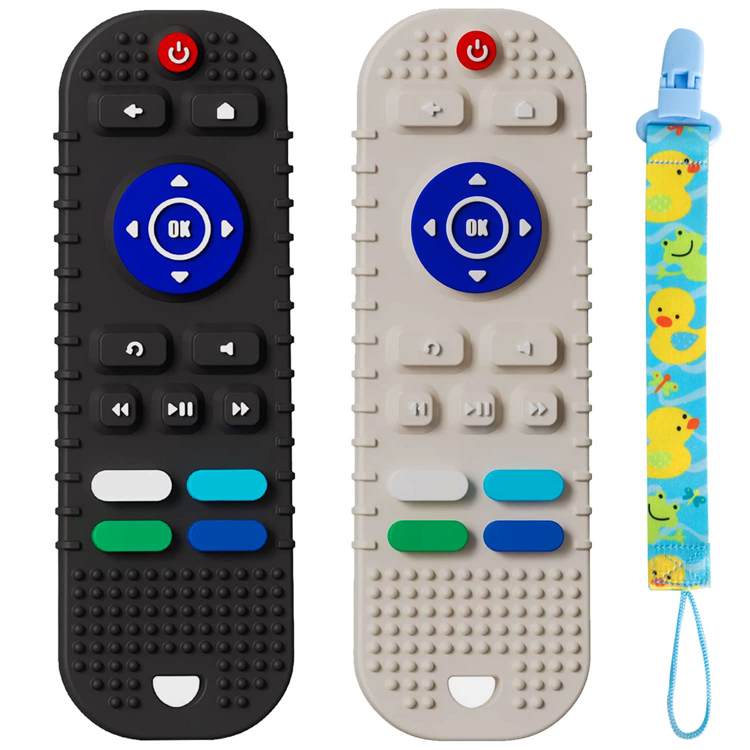 2 Pack Baby Teeething Toys, Silicone Remote Teether for Babies 6-12 Months, Teething Remote Control Toy, Baby Toys 12-18 Months, Infant Chewing Toys for Sucking Needs-Safety Tested-Dishawsher Safe