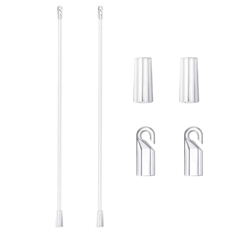 12 Inches Blind Wand Vertical Blinds Replacement Parts Blind Stick Tilt Rod with Hooks and Grips Clear Plastic Blind Opener Long Window Rod for Vertical & Wood & Cordless Blinds(2 Sets)