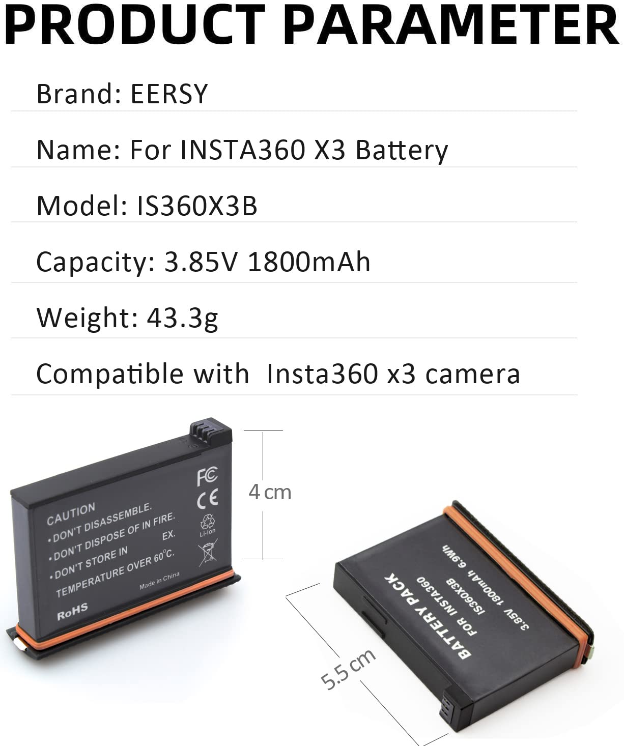 2 Pack Batteries fit for Insta360 X3 Camera, 3-Channel Battery Charger Station for Insta 360 X3