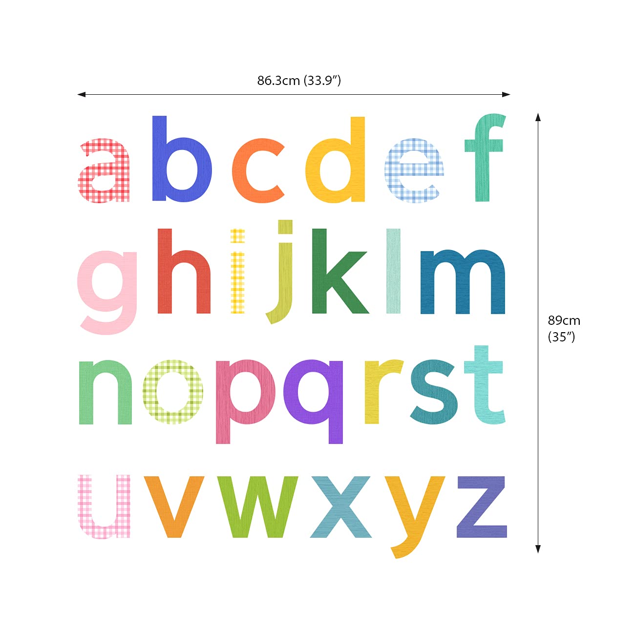 DECOWALL DW-1908 Pattern Alphabet Kids Wall Stickers Wall Decals Peel and Stick Removable Wall Stickers for Kids Nursery Bedroom Living Room d?cor