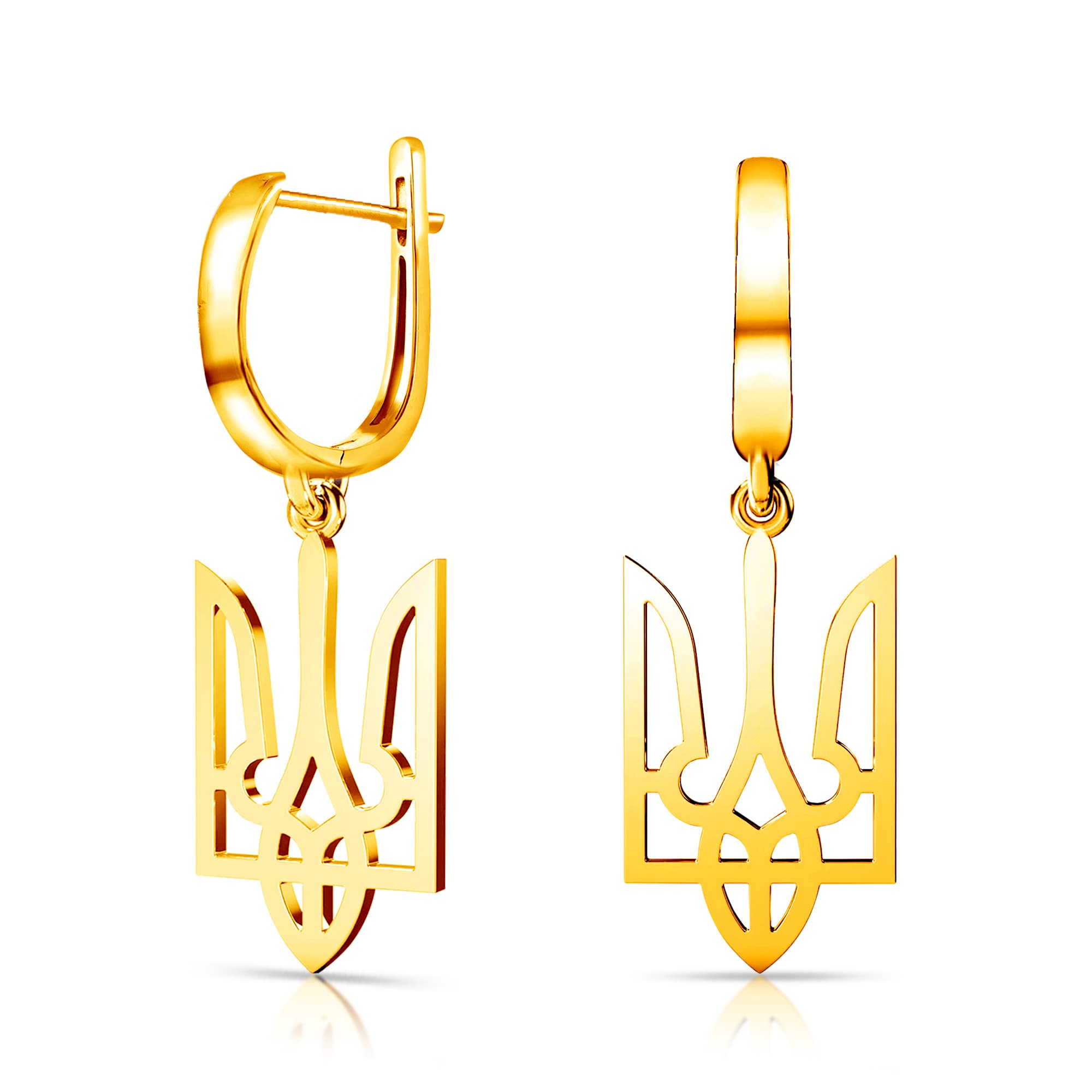 18K Gold Plated Sterling Silver Ukrainian Trident/Trizub Earrings | Genuine .925 Sterling Silver | Minimalist & Elegant Gift | Ukraine Jewelry