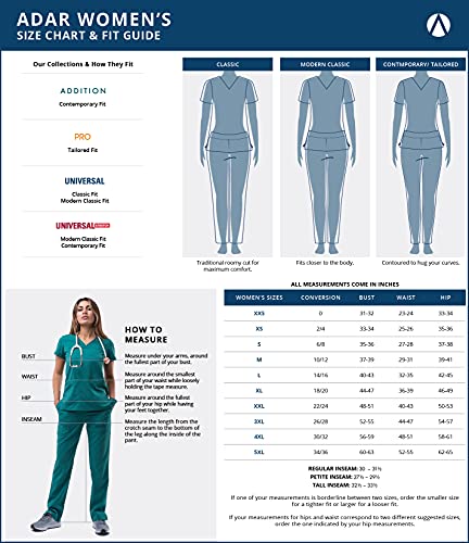 Adar Pro Scrubs for Women - Skinny Leg Yoga Scrub Pants - P4100 - Black - M