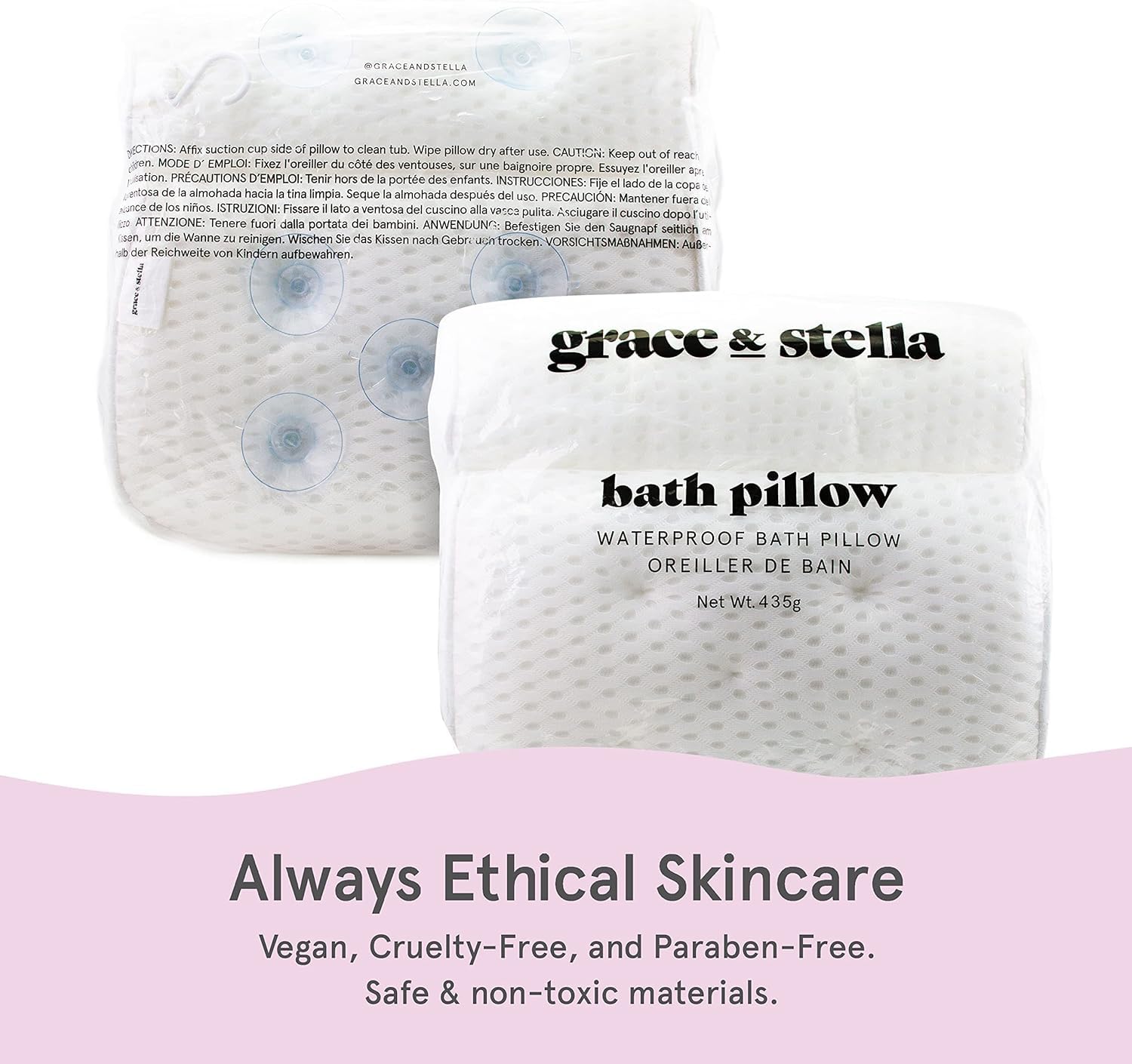 Bath Pillow - Extra Comfortable Cushioned 4D Bathtub Pillow - Bath Pillows for Tub, Jacuzzi, Hot Tub Pillow for Back and Head and Neck Support by Grace and Stella