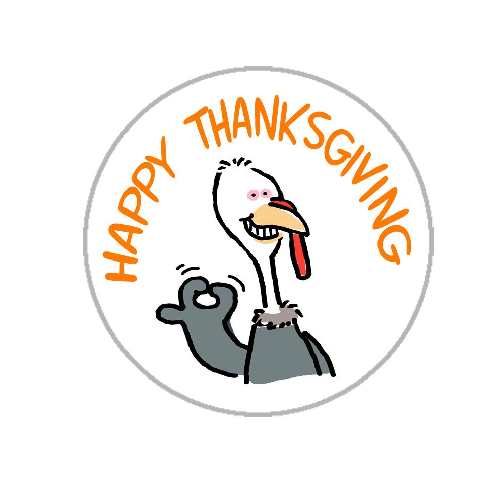 Assorted Thanksgiving Envelope Seals - 1.2" Fun Thanksgiving Stickers - 144 Stickers